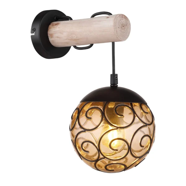 Globo Maxi 15660W | Zidna lampa | crna-drvo | E27