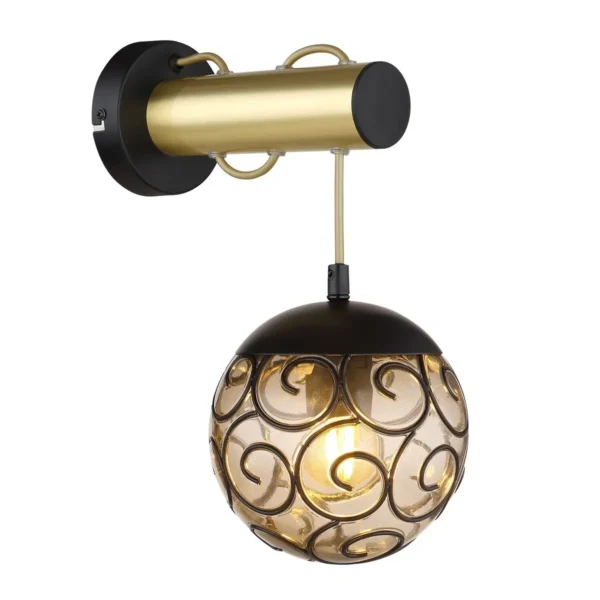 Globo Fitz 15659W | Zidna lampa | crna-zlatna | E27