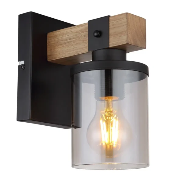 Globo Lila 15555W | Zidna lampa | crna-drvo | E27