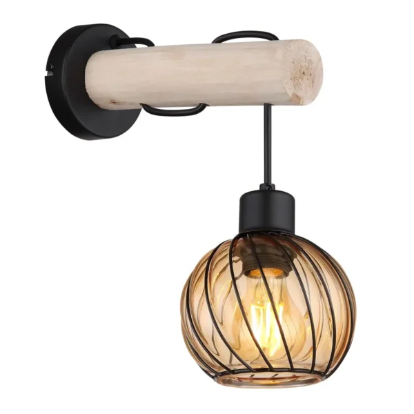 Globo Paulo 15534W | Zidna lampa | crna-drvo | E27