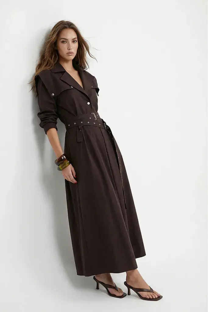 Trendyol Modest Ženska haljina Tctss26Eb00159, Smeđa