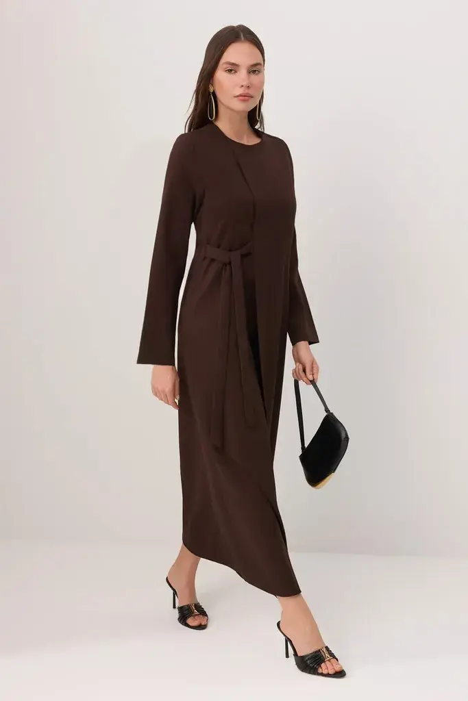 Trendyol Modest Ženska haljina Tctss26Eb00155, Smeđa