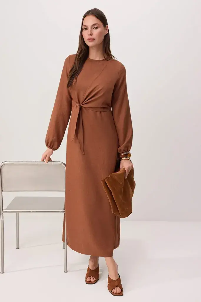 Trendyol Modest Ženska haljina Tctss25Eb00129, Smeđa