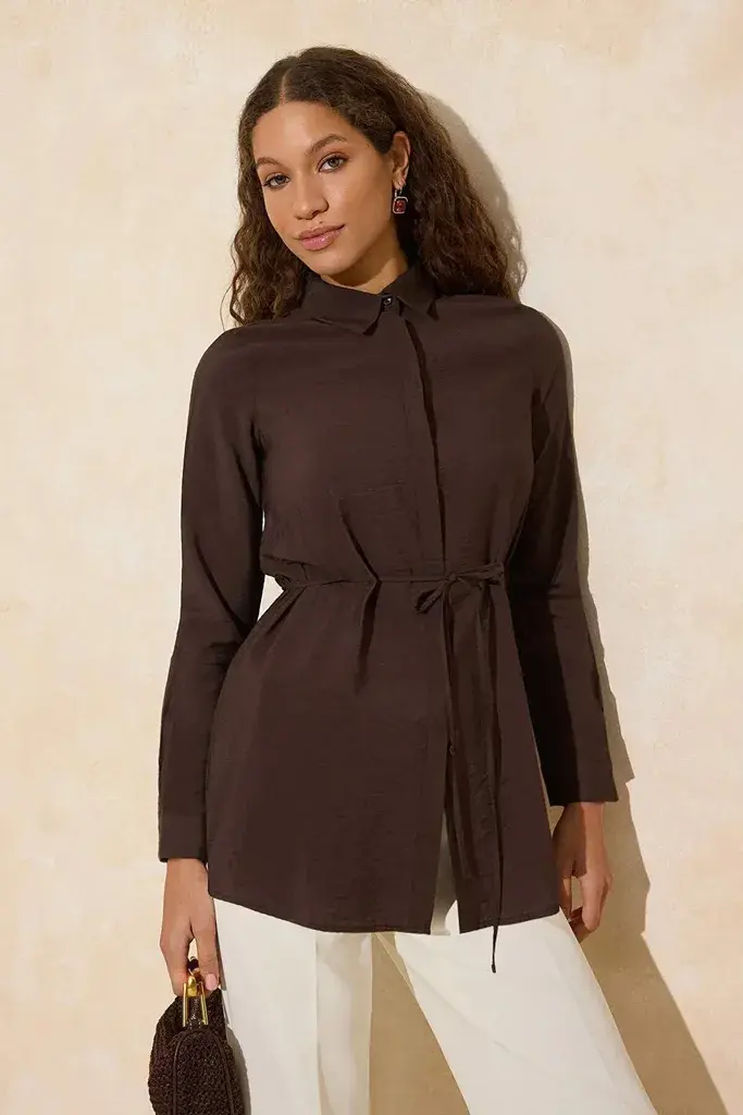 Trendyol Modest Ženska košulja Tctss26Tg00002, Smeđa