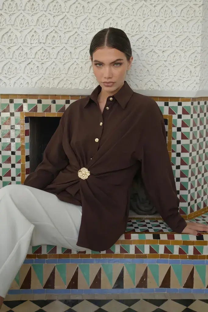 Trendyol Modest Ženska košulja Tctss26Tg00048, Smeđa