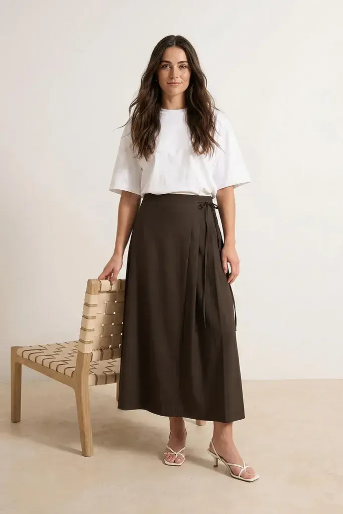 Trendyol Modest Ženska suknja Tctaw25Ee00007, Smeđa