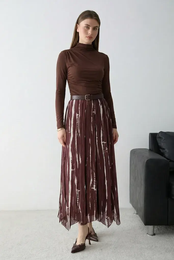 Trendyol Modest Ženska suknja Tctss26Ee00030, Smeđa