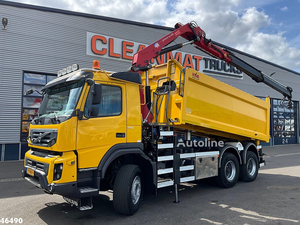 Volvo FMX 410 6x6 Full Steel Manual HMF 14 Tonmeter laadkraan kiper