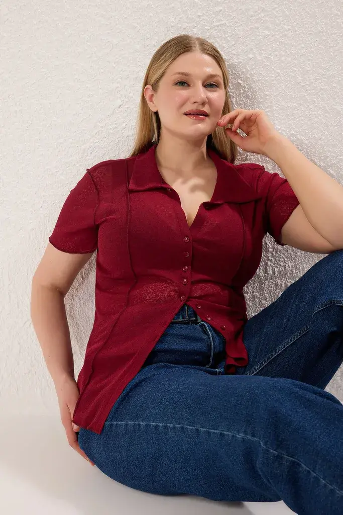 Trendyol Curve Ženska bluza Tbbss25Af00061, Bordo
