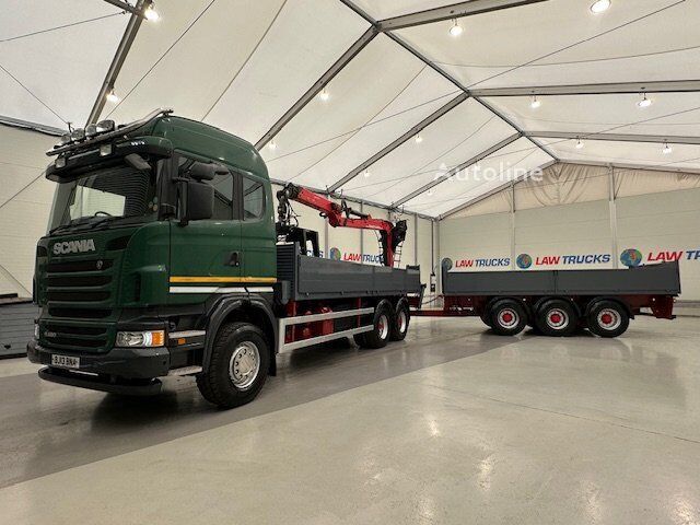 Scania R480 kamion s ravnom platformom + prikolica sa ravnom platformom