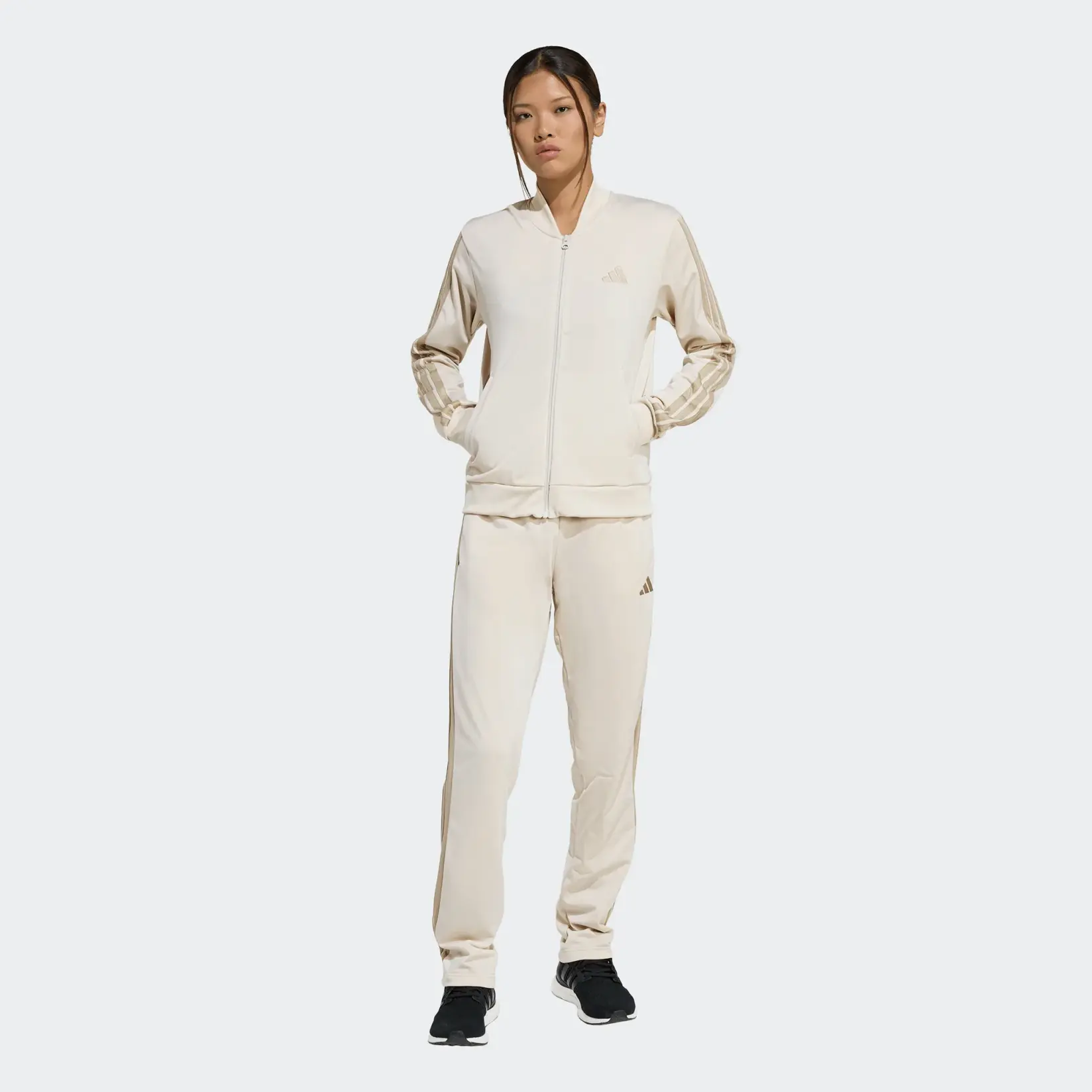 Adidas Ženski komplet trenerka W Ess 3S Ts Crli, Bež