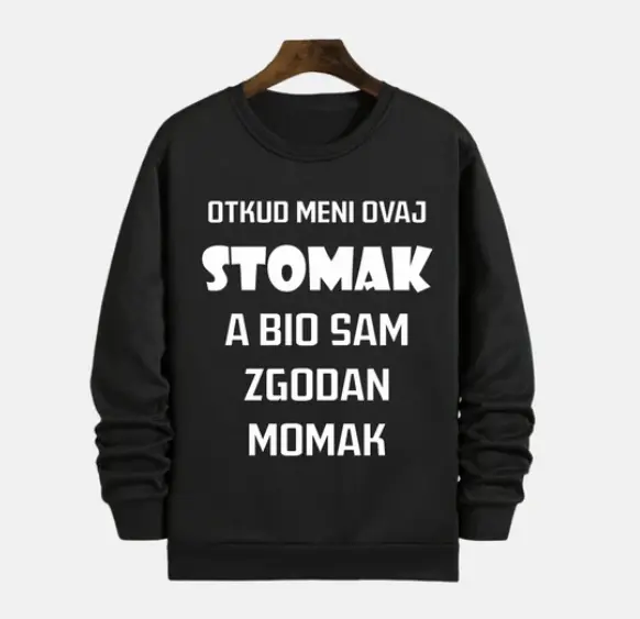 MAFIMI Muški duks Otkud meni ovaj stomak, Crni
