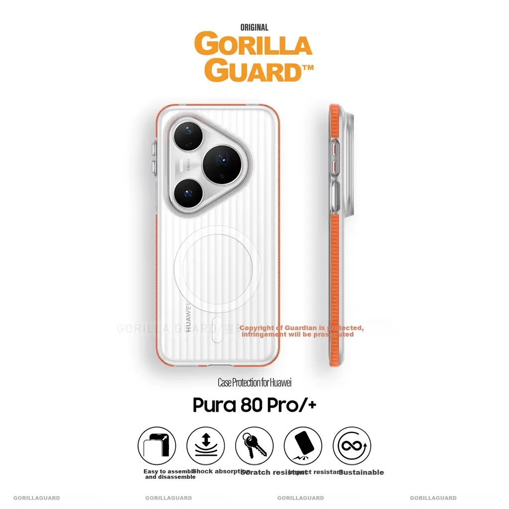 Xingqiu Maska za mobilni telefon Huawei Pura 80 Pro / Huawei Pura 80 Pro+, Providno-narandžasta