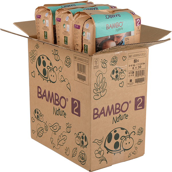 Bambo Nature pelene papirno pakovanje box veličina 2, 3–6 kg, 180 kom