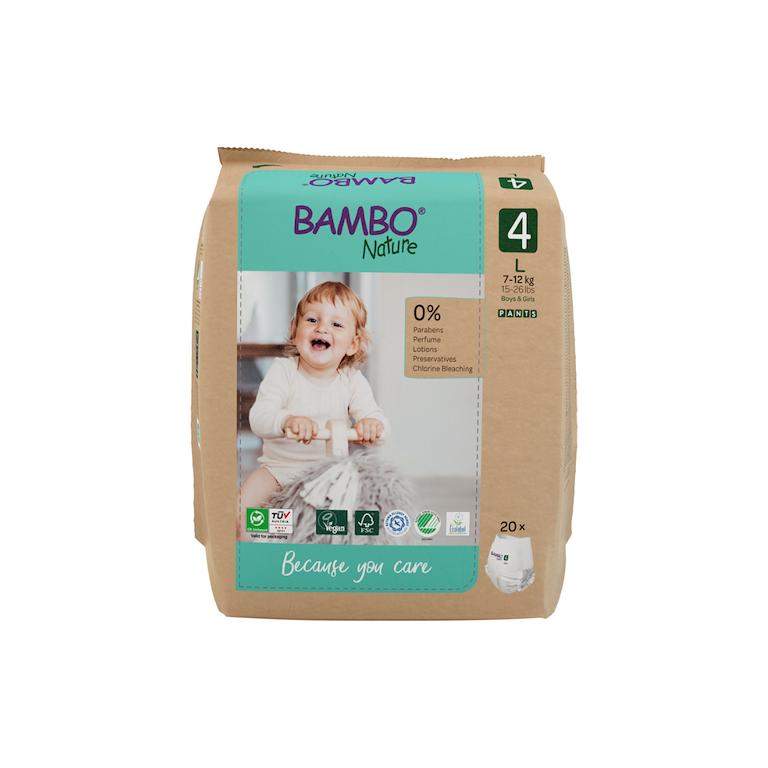 Bambo Nature pelene gaćice papirno pakovanje veličina 4, 7–12 kg, 20 kom