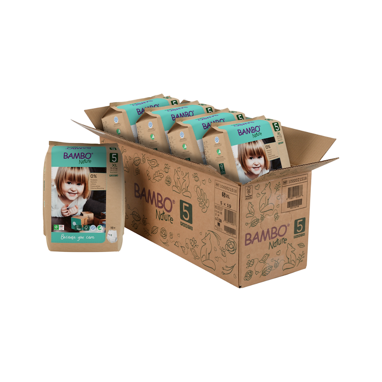 Bambo Nature pelene gaćice papirno pakovanje box veličina 5, 11–17 kg, 95 kom
