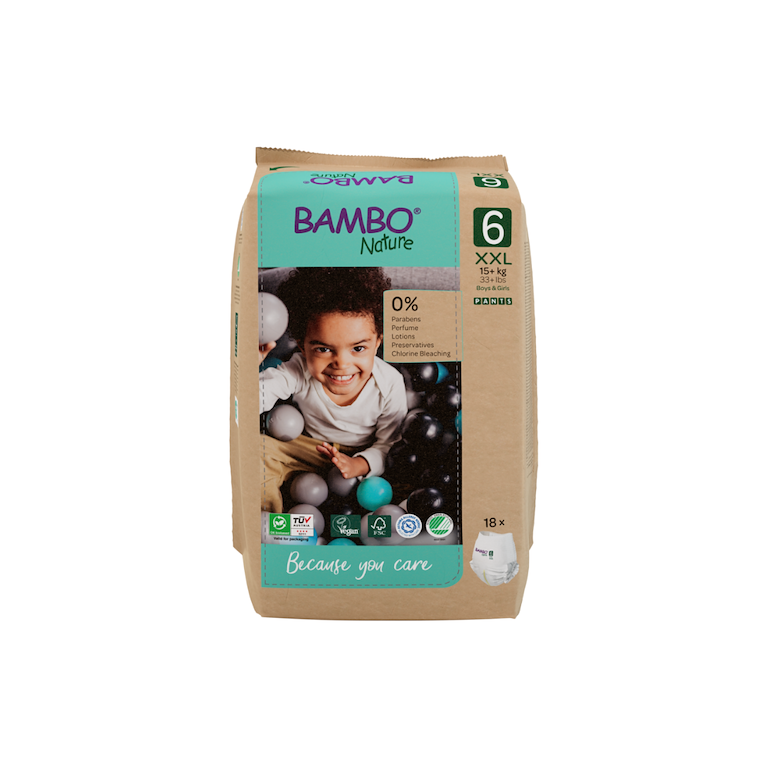 Bambo Nature pelene gaćice papirno pakovanje veličina 6, 15+ kg, 18 kom