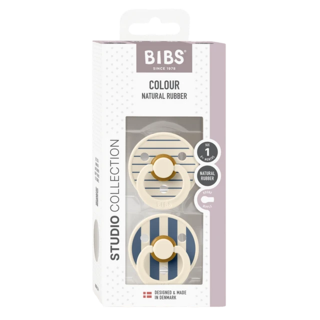 BIBS STUDIO varalica Pin Ivory Steel Blue mix 0-6 meseci, 2 komada