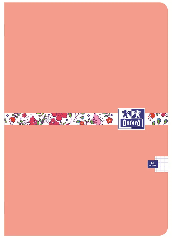 Oxford Sveska A5 60 listova Floral, Optički papir, Margine, Narandžasta