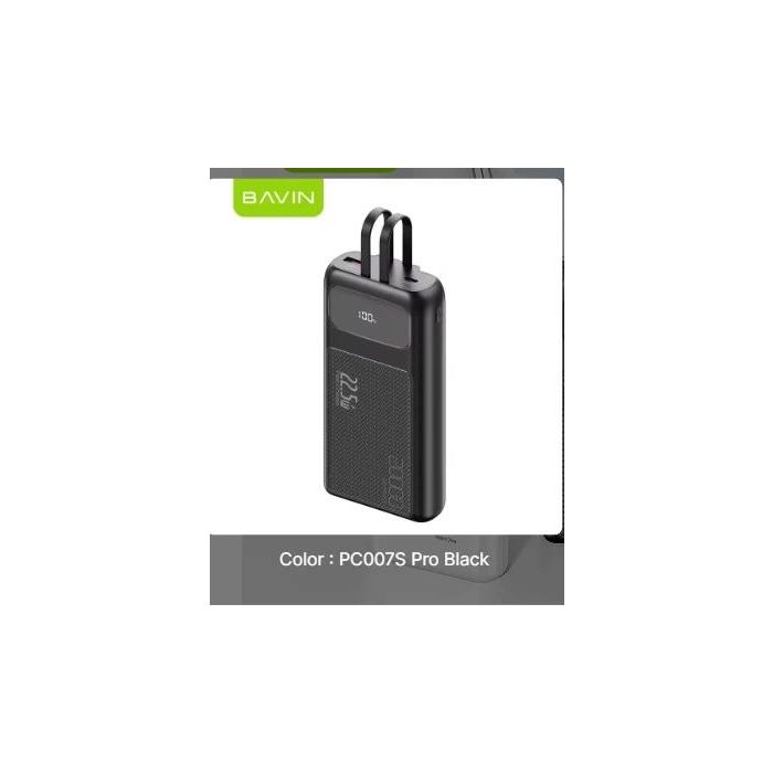 Bavin Power bank 20000mAh 22,5W Type C & Ligtning kabl crna