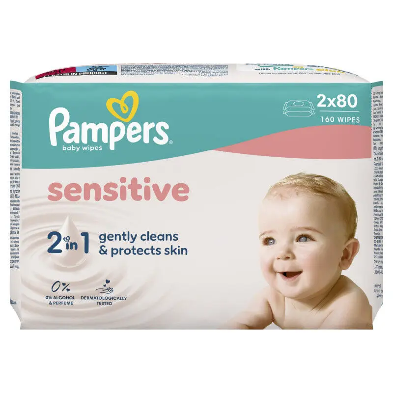Pampers Vlažne maramice Sensitive, 2x80 komada