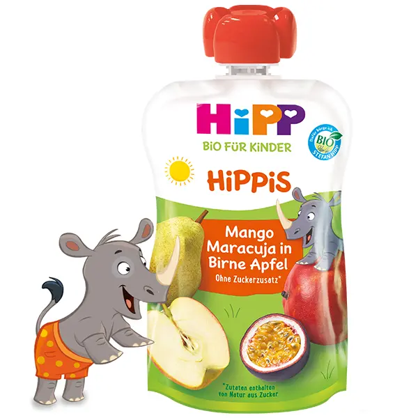 HIPP Hippis Voćni pire za decu Kruška i jabuka sa mangom i marakujom 12M+, 100g