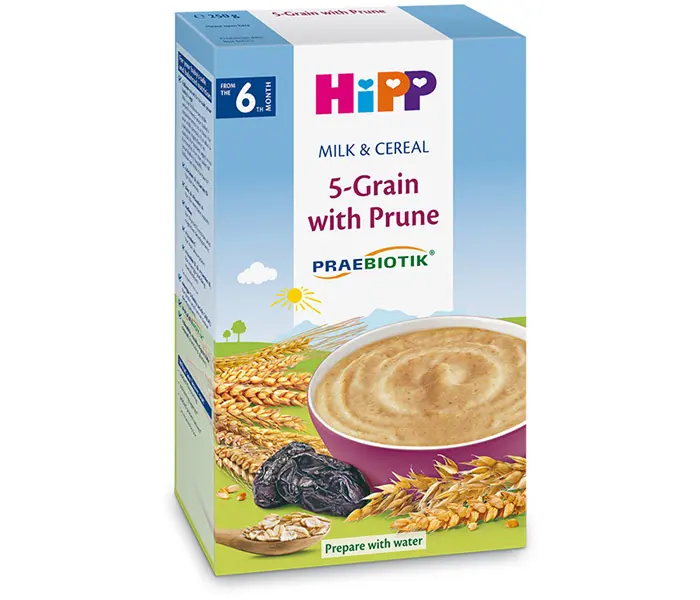 Hipp Instant mlečna kaša sa 5 vrsta žitarica i suvom šljivom 6M+, 250g