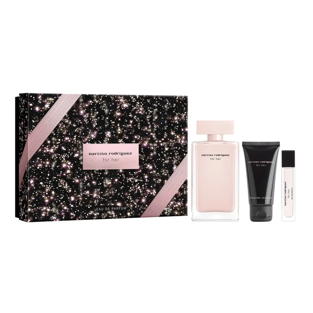 Narciso Rodriguez Ženski parfemski set For Her, EDP, 100 ml + Bodi losion, 50 ml + Mini, 10 ml