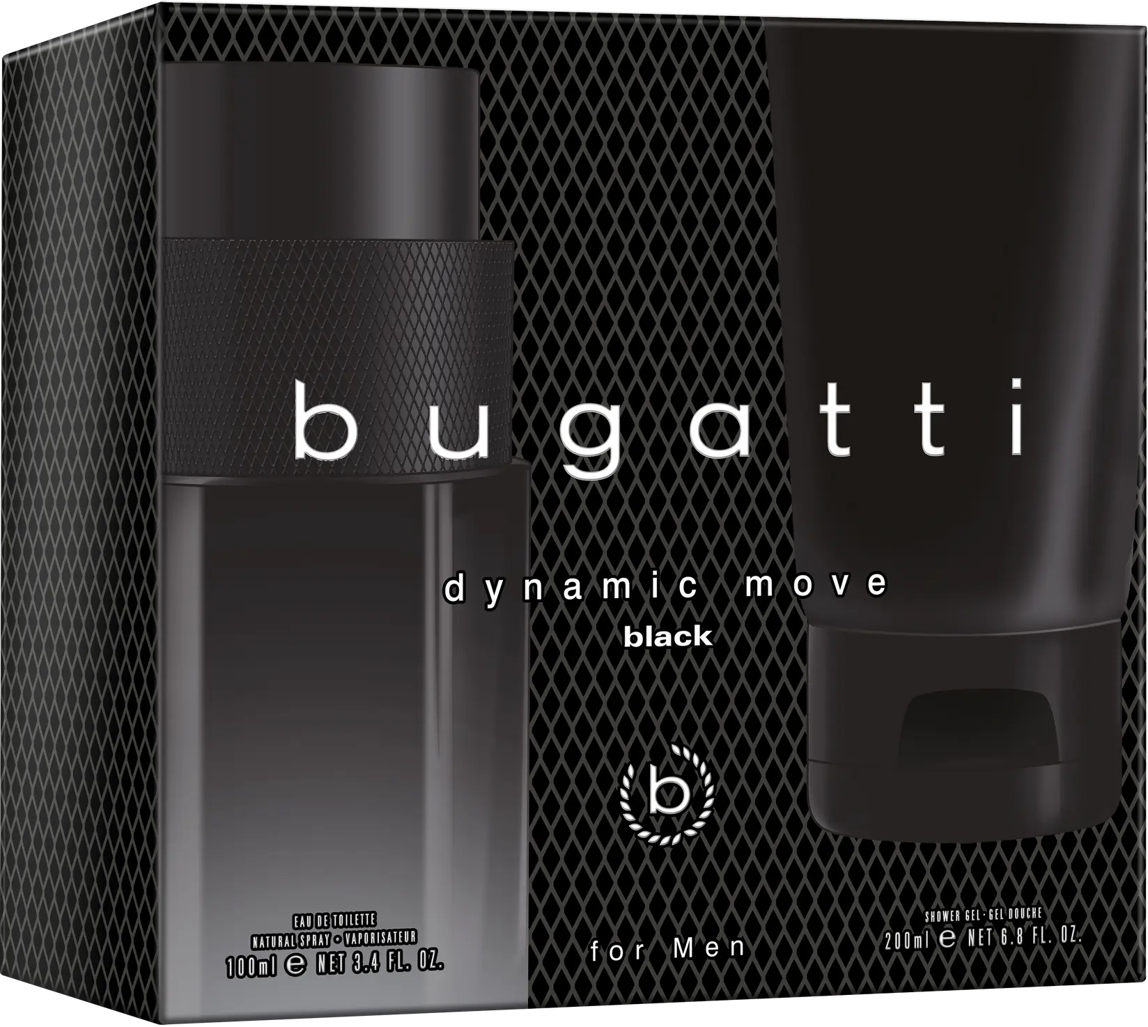 Bugatti Muški toaletni set Dynamic Move Black, EDT, 100 ml + Gel za tuširanje, 200 ml