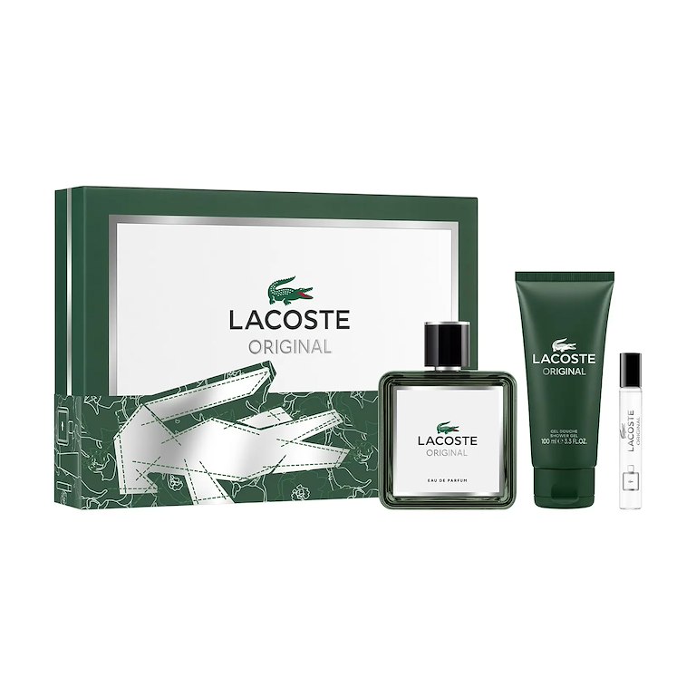 Lacoste Muški parfemski set Original, EDP, 100 ml + Mini, 7,5 ml + Gel za tuširanje, 100 ml