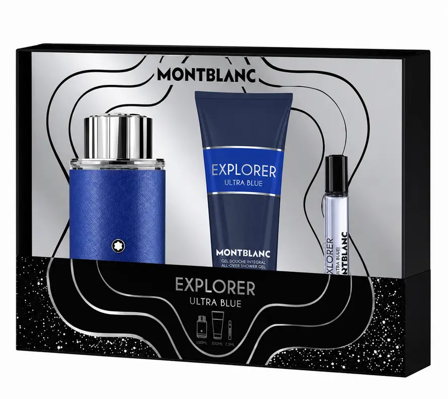 Montblanc Muški parfemski set Explorer Ultra Blue, EDP, 100 ml + Gel za tuširanje, 100 ml + Mini, 7,5 ml