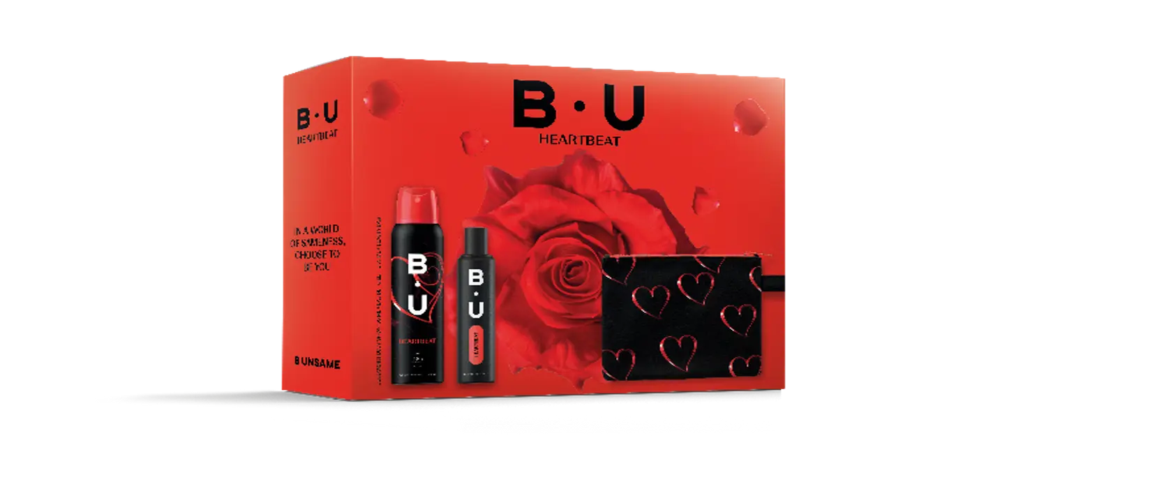 BU Ženski toaletni set Heartbeat, EDT, 50 ml + Dezodorans sprej, 150 ml + Neseser