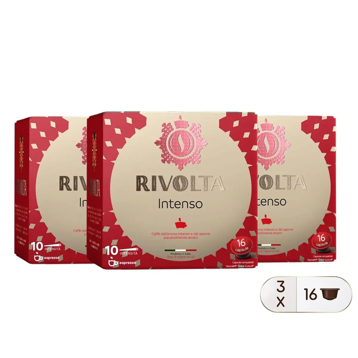Rivolta Kapsule za kafu Dolce Gusto Intenso, 3 pakovanja, 48 kapsula
