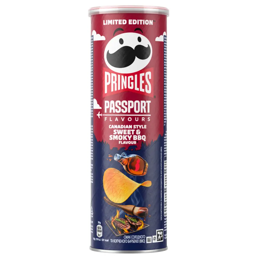 Pringles Čips, Kanadski slatko-dimljeni BBQ, 165 g