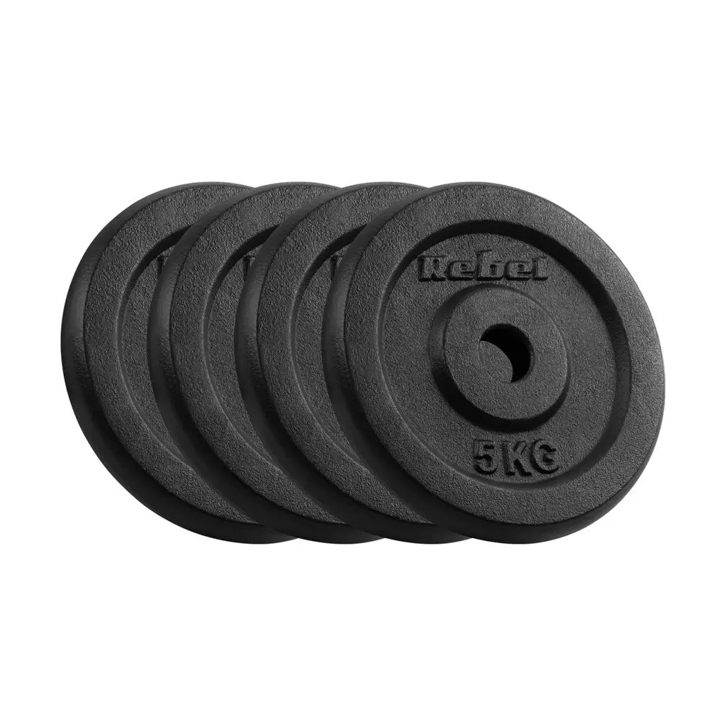 Rebel Active Liveni okrugli tegovi RBA-2128, Set 4x5kg / 31mm, Crne boje