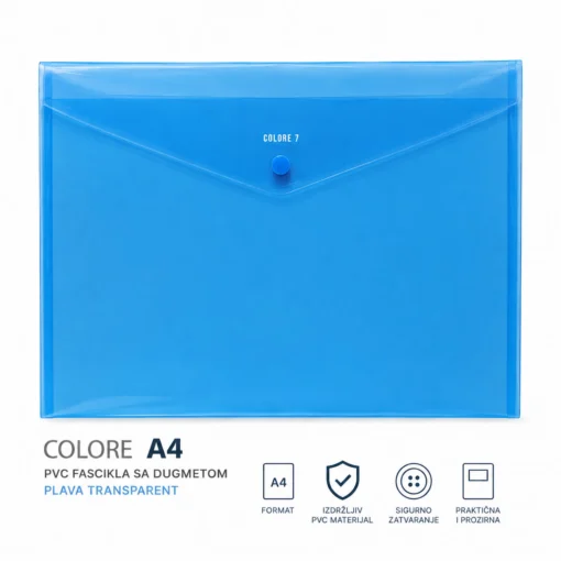 Fascikla koverta sa dugmetom A4 transparent plava COLORE C1853-2