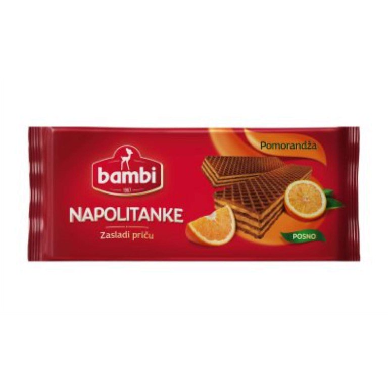Bambi napolitanke vafl pomorandža 185g bambi napolitanke