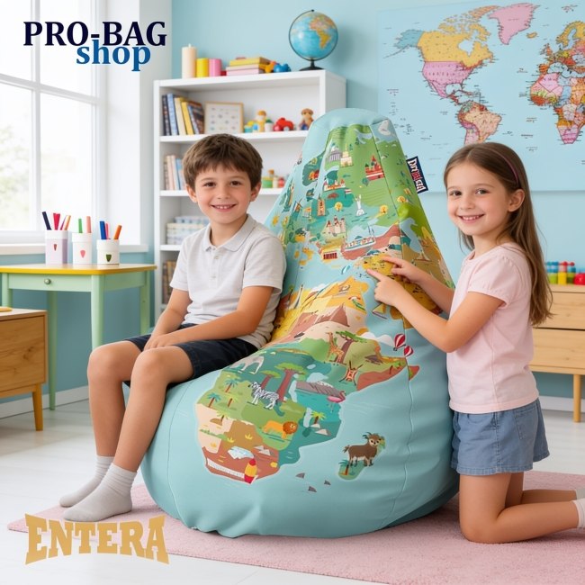 Dečji Lazy Bag - Mapa sveta, ilustrovane znamenitosti država - 200