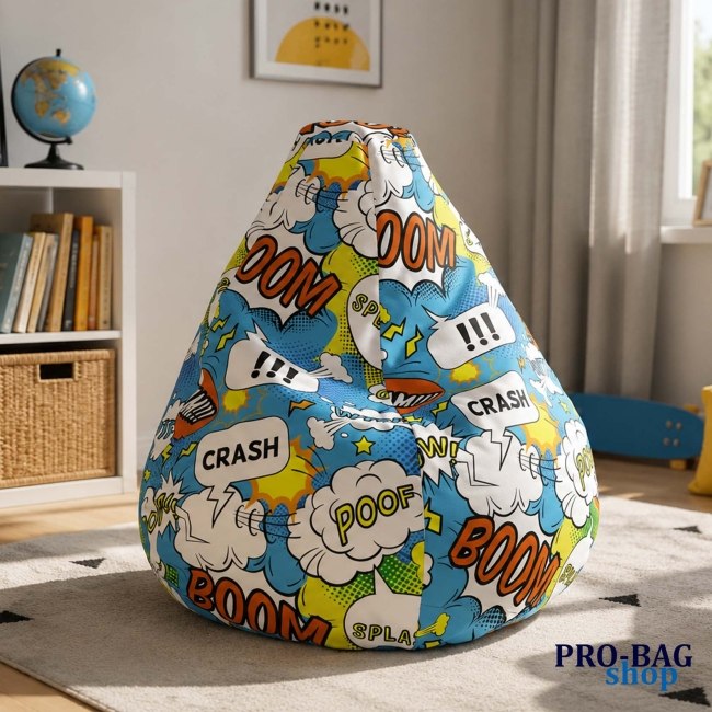 Dečiji lazy bag - Plavi strip sa oblacima - 015