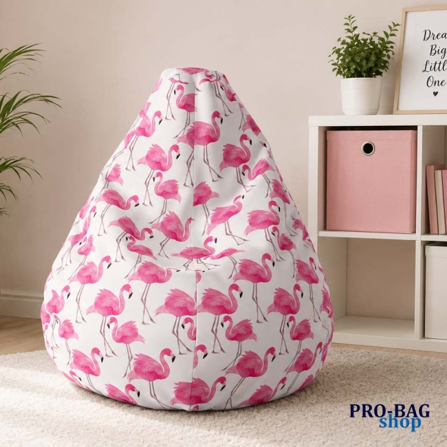 Lazy Bag - Roze beli flamingosi - 028