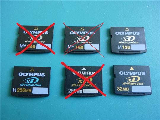 xD memorijske kartice 2Gb, 1GB, 256Mb i 32Mb