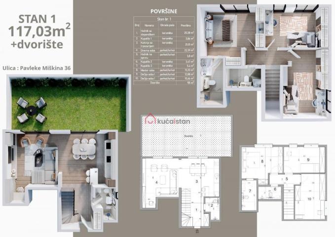 Četvorosoban stan (Duplex) sa privatnim dvorištem - Adamovićevo naselje - 117 m²