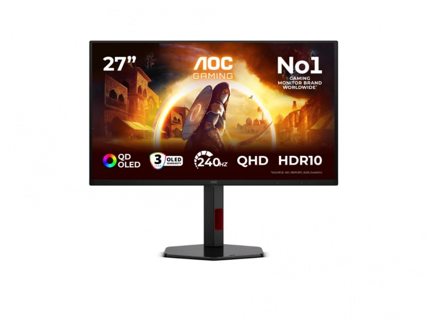 Monitor AOC Q27G4ZDR 26.5"/OLED/2560x1440/240Hz/0.03ms/HDMIX2,DP,USBx2/G-sync/VESA/crna