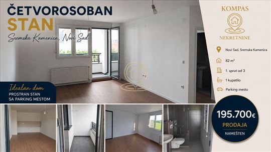 Četvorosoban stan sa parking mestom, 82 m², Sremsk