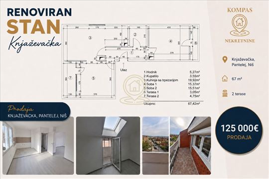 Renoviran stan 67m² – Knjaževačka, Niš