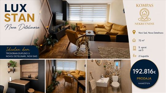 Trosoban stan, 72 m², Nova Detelinara, Novi Sad
