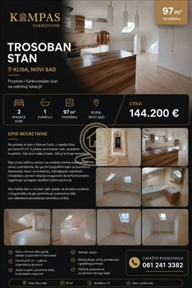 Trosoban stan 90 m², Klisa, Novi Sad