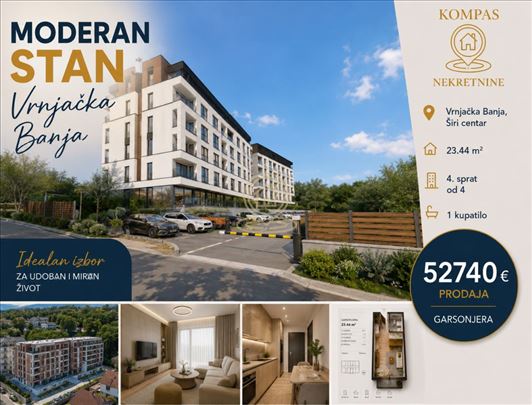 Garsonjera 23,44 m², 4. sprat, Širi centar, Vrnjač