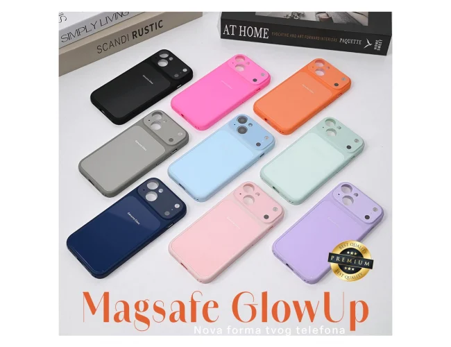 Red Magsafe GlowUp maska za mobilni telefon iPhone 15 6.1 pink