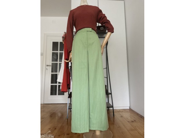Zelene pantalone širih nogavica VISOK STRUK M 38